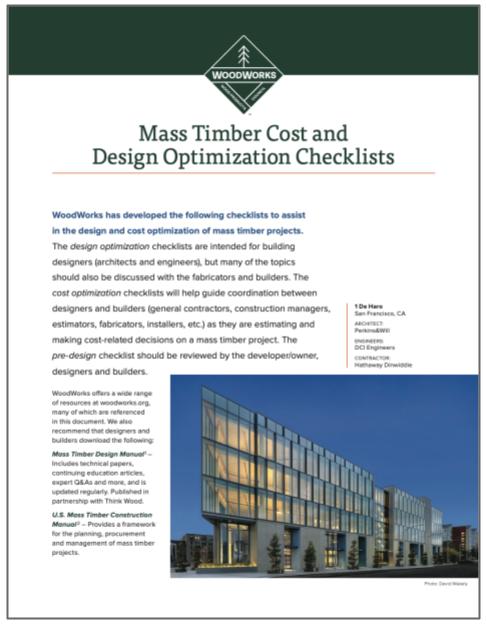 Mass Timber Cost and Design Optimization Checklists | Think Wood