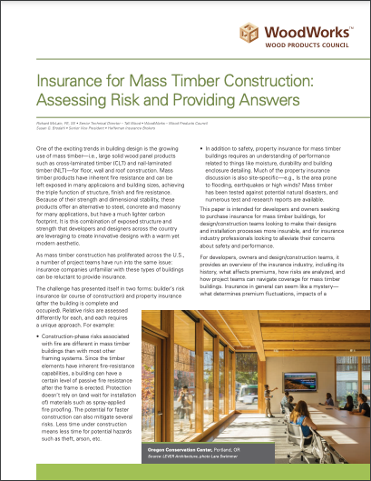 Insurance for Mass Timber Construction: Assessing Risk and Providing ...