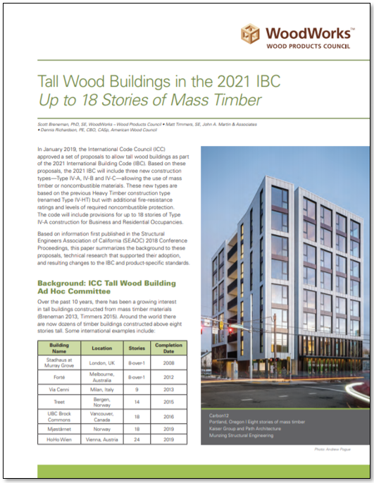 Tall Wood Buildings in the 2021 IBC Up to 18 Stories of Mass Timber ...